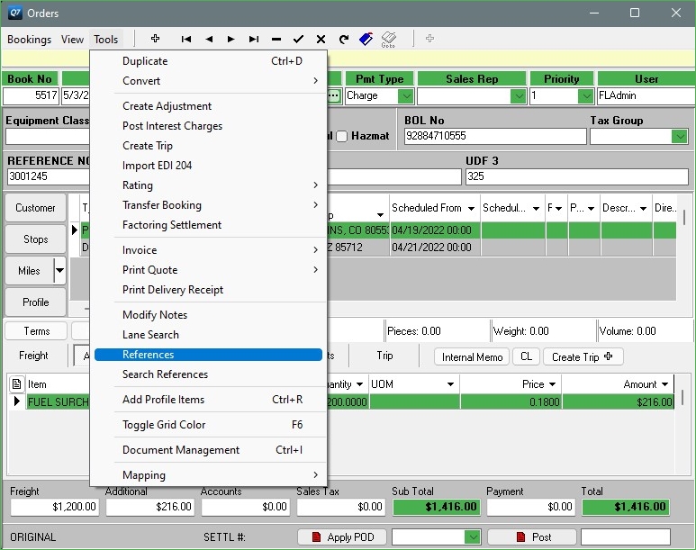 Q7 TIPS & TRICKS - EXTRA BOOKING REFERENCES - Frontline Q7: Trucking ...